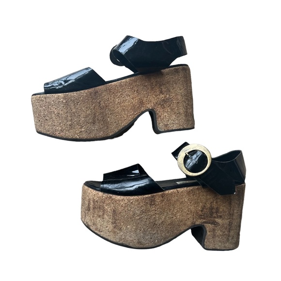 mishka couture | Shoes | Vintage Black Cork Platforms | Poshmark